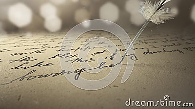 Ink Pen Writes Poetry on Old Paper on a Black Background Stock Footage ...
