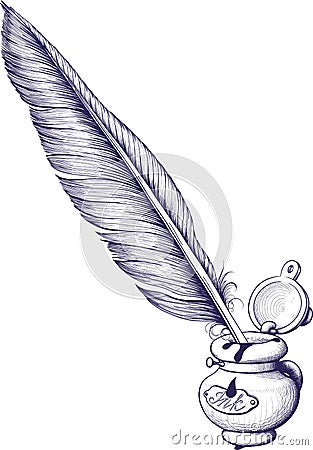 Inkwell And Quill Pen Cartoon Vector | CartoonDealer.com #53533639