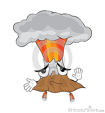 Sad volcano cartoon stock illustration. Illustration of lava - 49199678