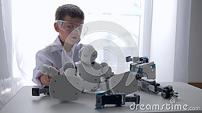 Innovation Technology, Little Engineer Boy Assembling Humanoid Robot ...