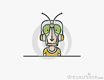 Insect Mascot. Headphones Character Cartoon Vector | CartoonDealer.com ...