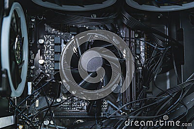 Inside Computer Motherboard With Wires, Royalty-Free Stock Photo ...