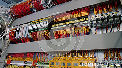 Inside of Electrical Control Panel with Multiple Switches and Wires ...