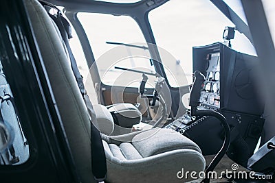 Inside Helicopter Cabin, Control Panel, Side View Stock Photo ...