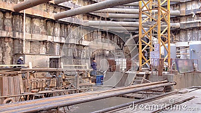 A Large Huge Ditch Pit Tunnel Timelapse at the Construction Site of the ...