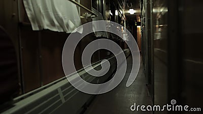 Inside Old Russian Corridor Coach with Compartments. Railway Passenger ...