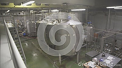 Inside Plant for Production of Dairy Products Panoramic View. Stock ...