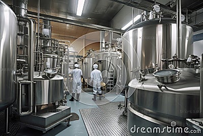 Inside A Processing Plant, With Workers Carrying Out Various Extraction ...