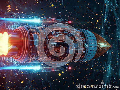 Inside The Rocket A High-tech Circuit Board Hums Royalty-Free Cartoon ...