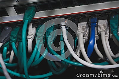 Inside Of A Server Room. Cables In Datacenter. Royalty-Free Stock ...