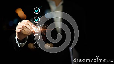 Inspector Makes Mark On The Survey Topic ,Checklist With Checkmarks And ...