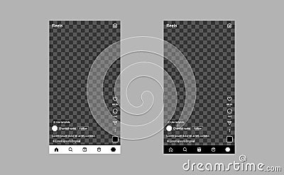Instagram Reels Mockup Empty Screen Ui Blank Template Cartoon Vector ...