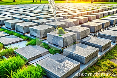 Installing Permeable Paving Grey Concrete Blocks On A Sand And Grass ...