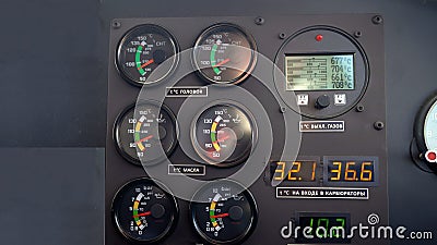Indicators Of Aircraft Instruments In The Cockpit. The Instrument Panel ...
