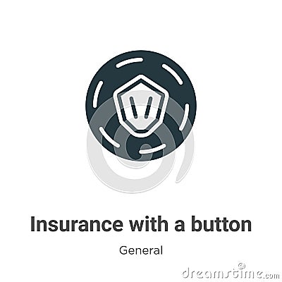Insurance With A Button Vector Icon On White Background. Flat Vector ...