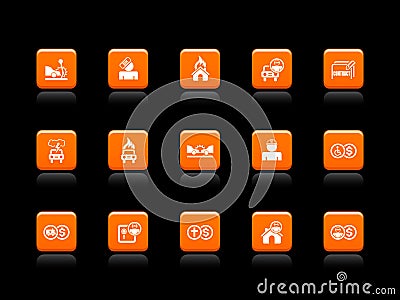 Insurance Icons Orange Royalty Free Stock Photo - Image: 9953225