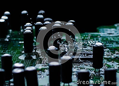 Integrated Semiconductor Microchip Microprocessor On Blue Circuit Board ...