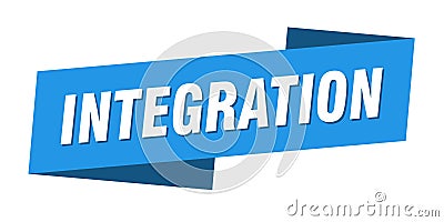 Integration Banner Template. Integration Ribbon Label. Cartoon Vector ...