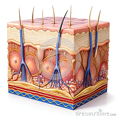 Integumentary System Isolated On White Background, Human Body Diagram ...