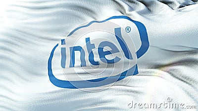 INTEL Flag Waving on Sun. Seamless Loop with Highly Detailed Fabric ...