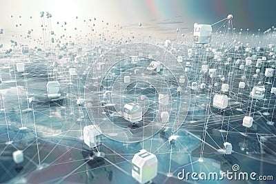 Interconnected Network Illustration With Blue Technology Theme ...