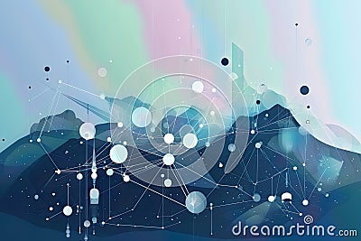 Interconnected Network Illustration With Blue Technology Theme Royalty ...