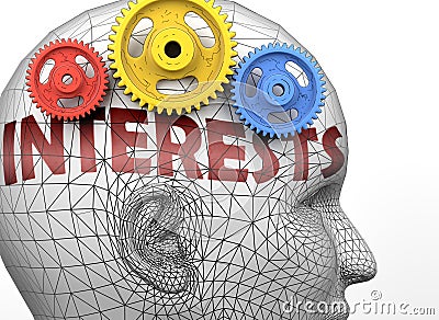 Interests And Human Mind - Pictured As Word Interests Inside A Head To ...