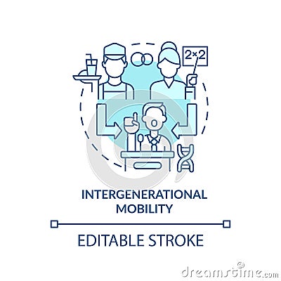 Intergenerational Mobility Soft Blue Concept Icon Vector Illustration ...