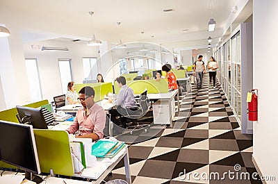 Interior of Busy Modern Open Plan Office Stock Photo - Image of ...