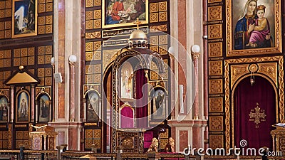 Interior in the Coptic Christian Church Stock Video - Video of icon ...