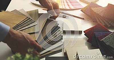Interior Designer Choosing Flooring and Furniture Materials from ...