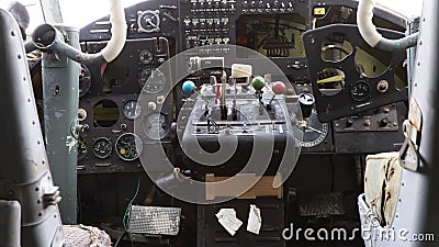 Interior of Pilot`s Cabin of an Abandoned Small Propeller Plane Stock ...