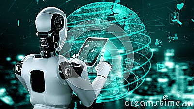 Internet Connection Controlled by AI Robot Huminoid and Machine ...