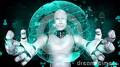 Internet Connection Controlled by AI Robot Huminoid and Machine ...