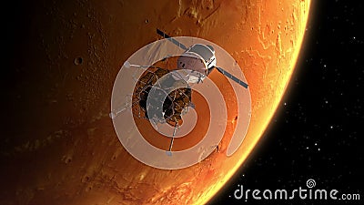 Interplanetary Space Station Orbiting Mars Stock Footage - Video of ...