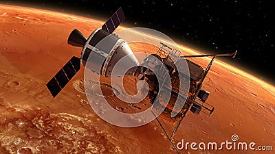 Interplanetary Space Station Orbiting Planet Mars Stock Footage - Video ...