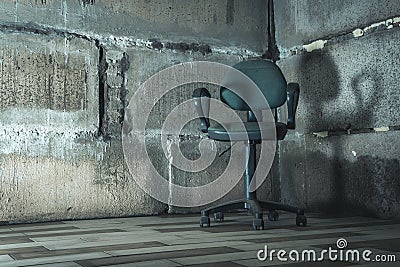 The Interrogation Chair. An Old Chair In A Concrete Basement. Royalty ...