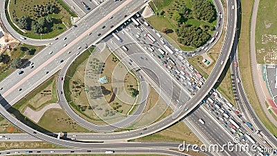 Intersections in Metropolis. Traffic on Highway at Summer. Real Speed ...