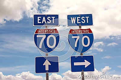 Interstate 70 Road Signs Stock Photography - Image: 14381642