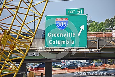 An I-385 Interstate Highway Exit Sign Editorial Image | CartoonDealer ...