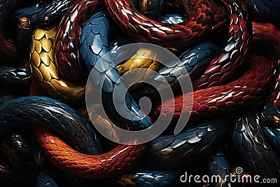 Intertwined, Tangle Of Multi-coloured Snakes With A Large Scale Texture ...