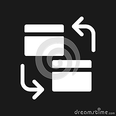Intra Bank Transfer Dark Mode Glyph Ui Icon Vector Illustration ...