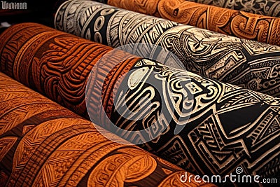 Intricate Traditional Samoan Tapa Cloth Patterns Stock Photography ...