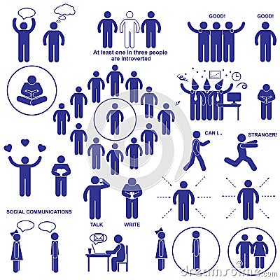 Introverts And Extroverts Pictograms. Vector Illustration ...