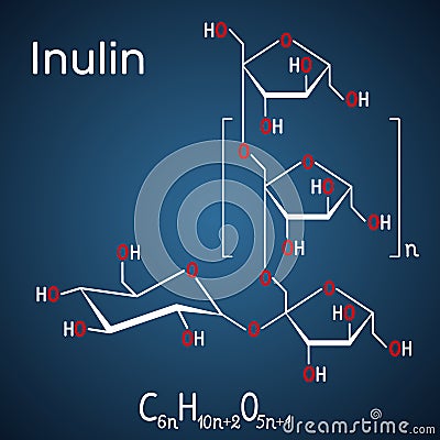 Inulin Molecule. Structural Chemical Formula On The Dark Blue ...
