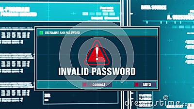 51. Invalid Password Warning Notification on Digital Security Alert on Screen. Stock Footage ...