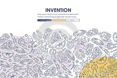 Invention Doodle Website Template Design Cartoon Vector | CartoonDealer ...