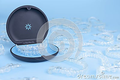 Invisible Retainers Case With Orthodontic Aligner Brackets. Black ...