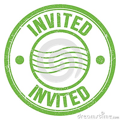 INVITED Text Written On Green Round Postal Stamp Sign Stock Photo ...