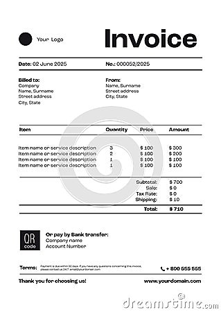 Invoice Template European Paper Format Cartoon Vector | CartoonDealer ...